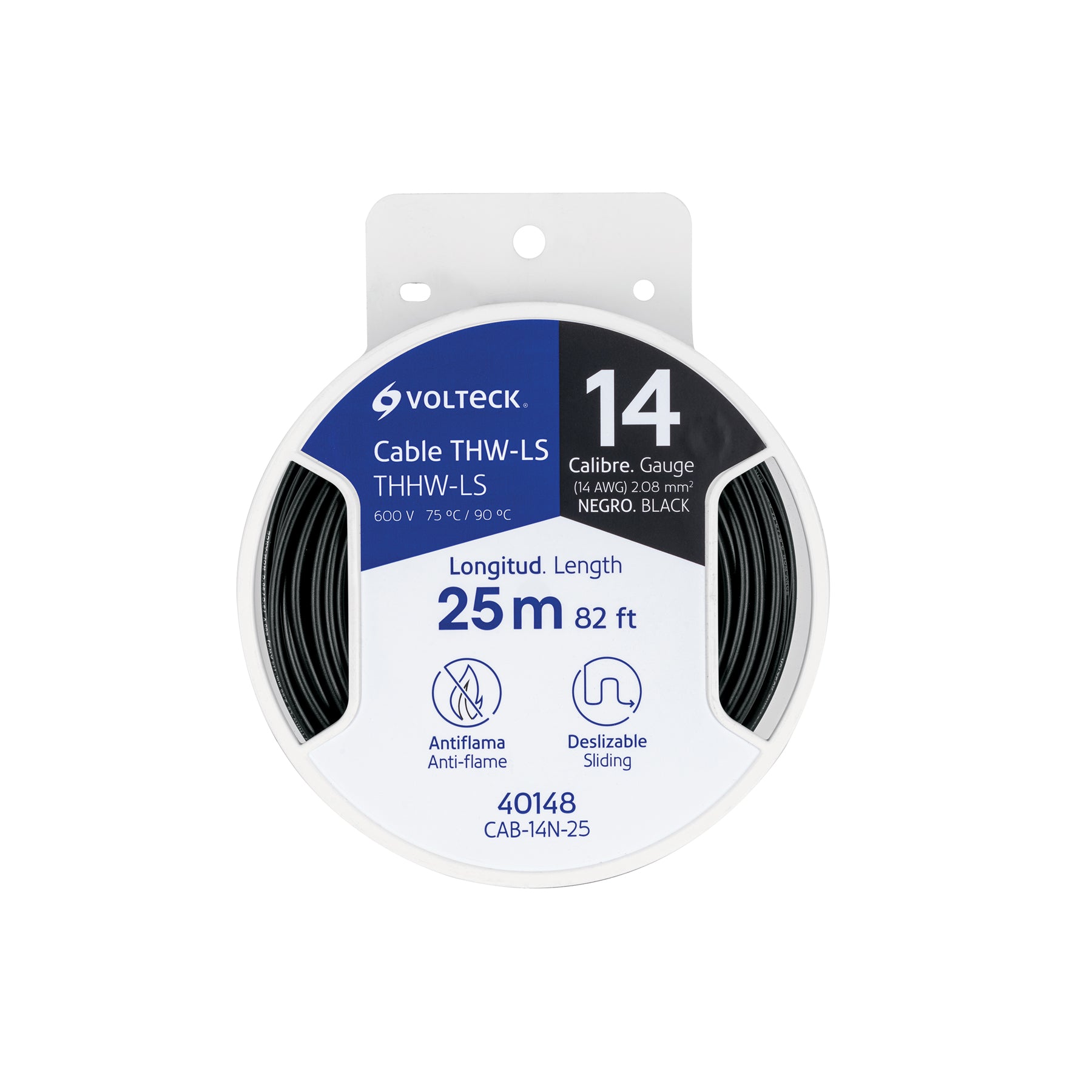 Cable THHW-LS 14 AWG negro, 25 m | Volteck – Iluminación Lux